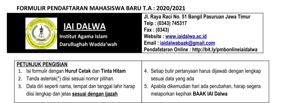 Pendaftaran Gelombang Kedua IAI Dalwa Bangil - UII DALWA